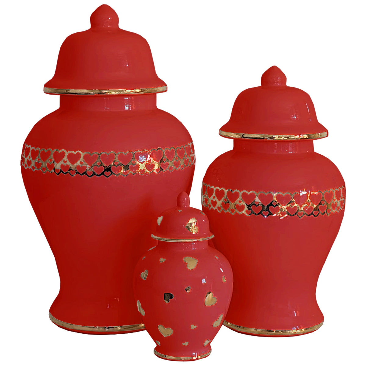 "Hearts of Gold" Limited Edition Ginger Jars in Red – Ruby Clay Company