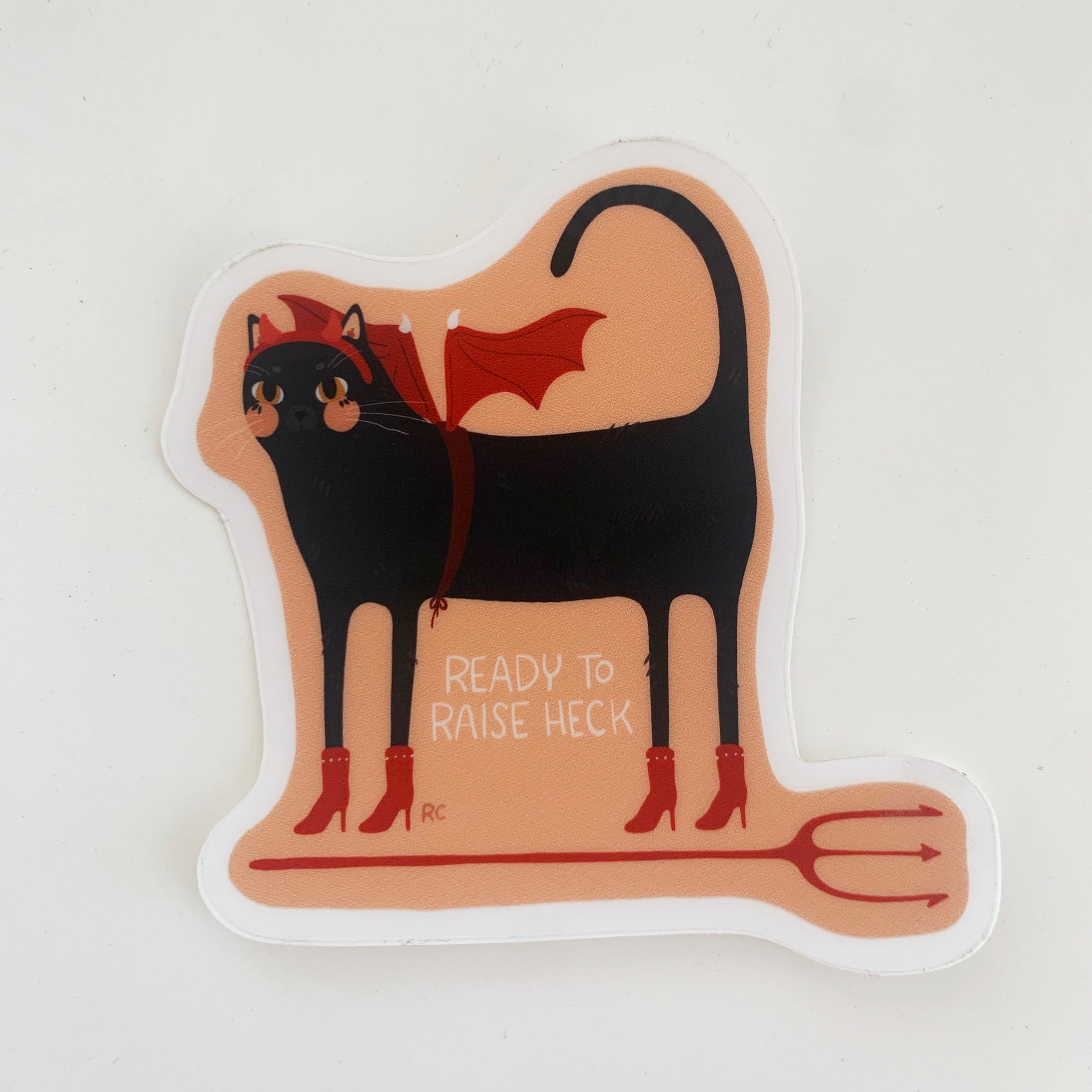 Heck Cat Sticker | Rachele Cromer – Ruby Clay Company