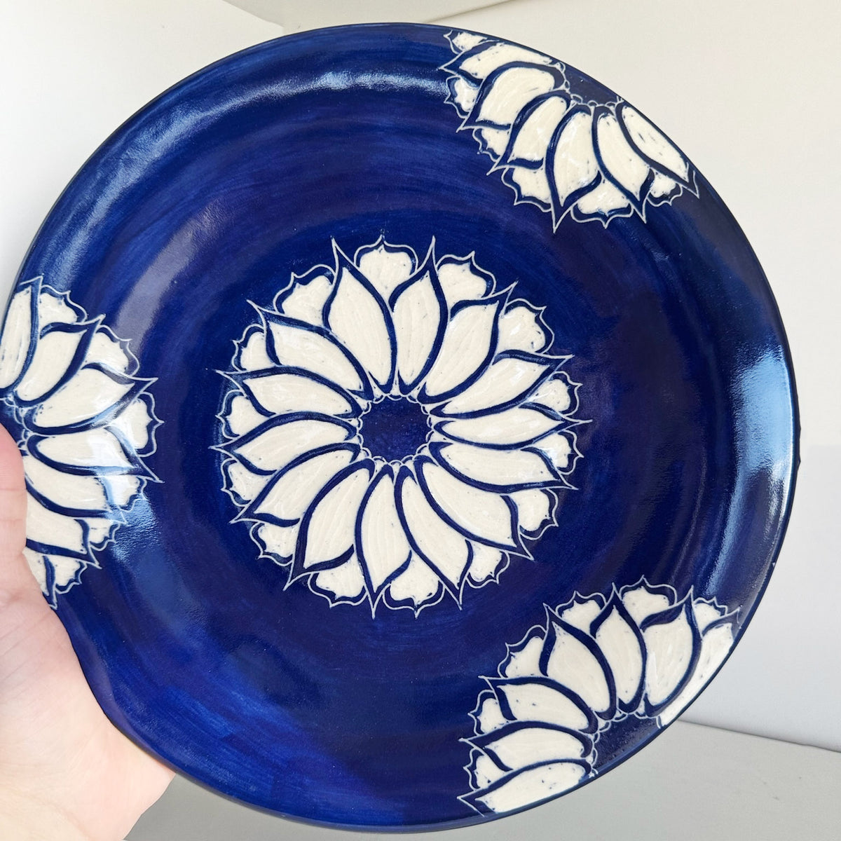 Cobalt Blue Flower Plate | Cindy Walker Davidson – Ruby Clay Company