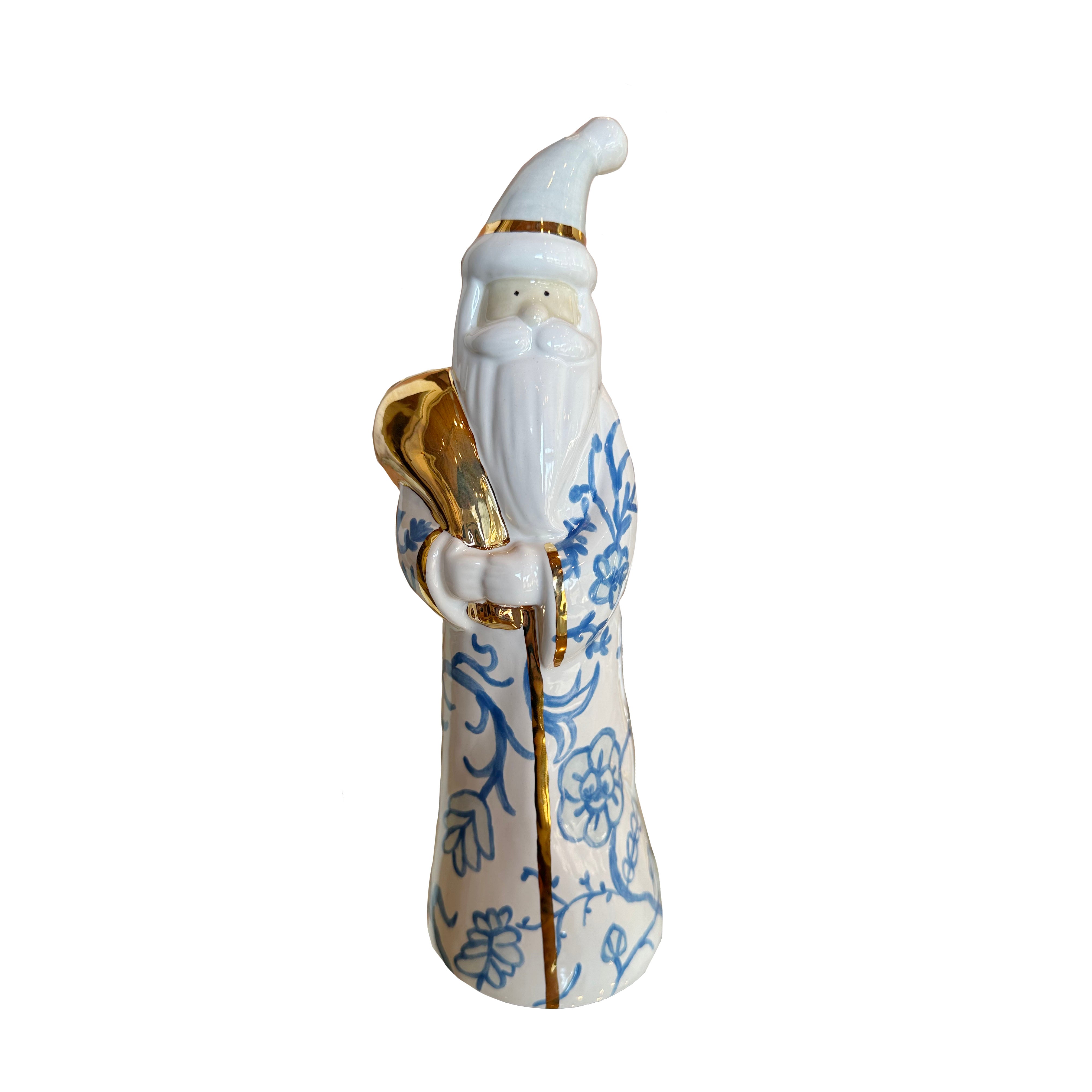 LIMITED! Hand Painted Chinoiserie Blue Santa with 22K Gold Accents ...