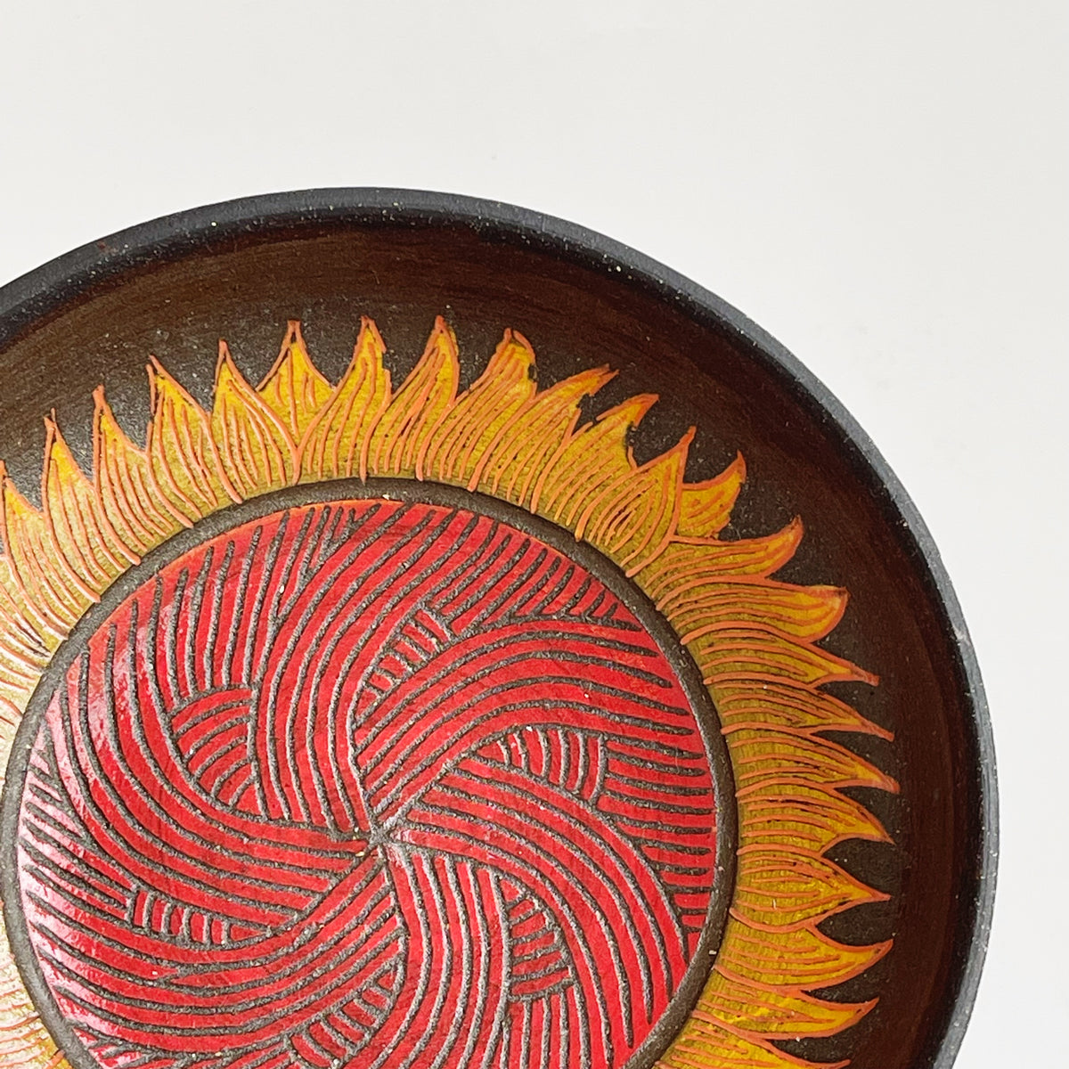 Red & Yellow Black Clay Bowl | Jim Pratt- Tulsa Clay – Ruby Clay Company