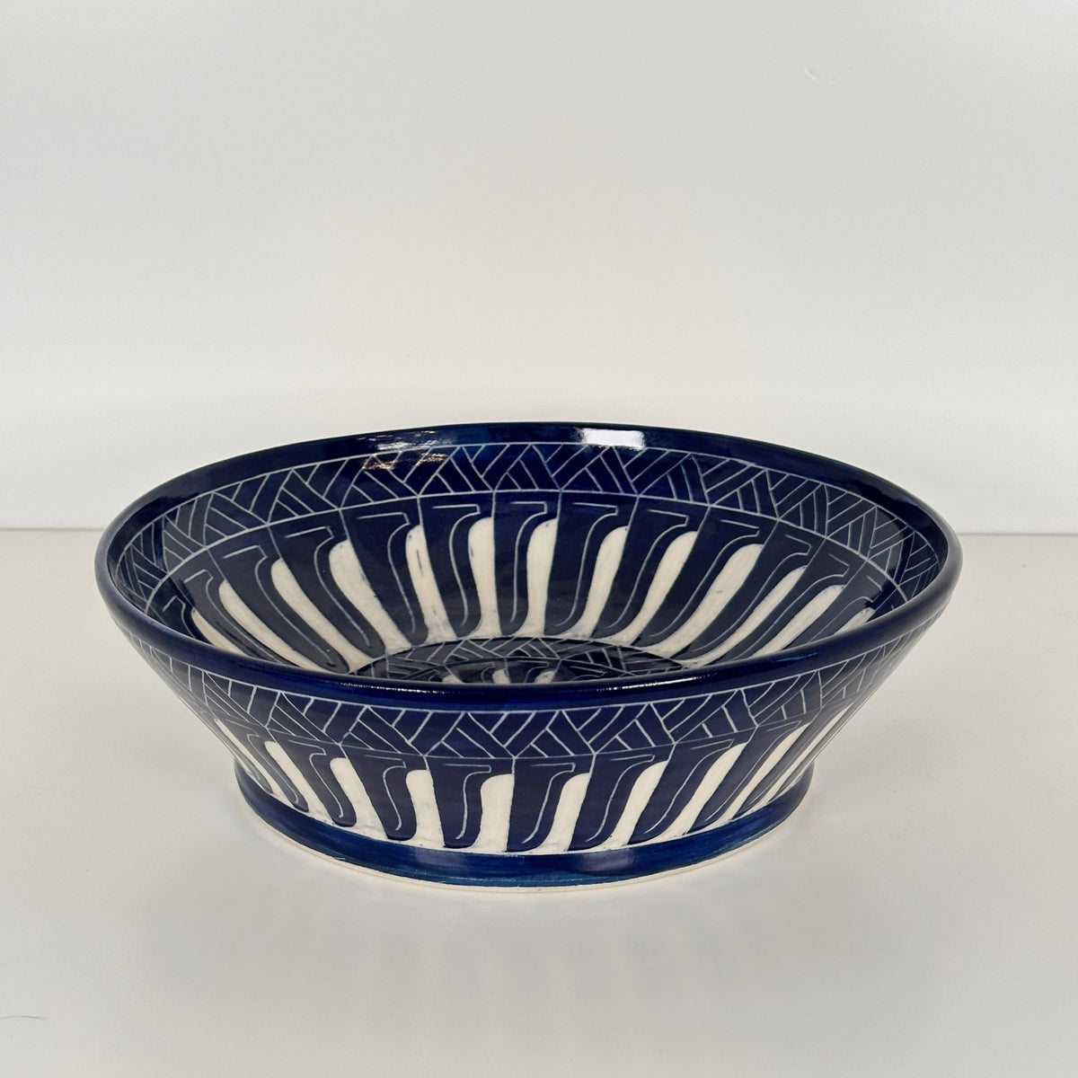 Rich Cobalt Blue Carved Bowl | Cindy Walker Davidson – Ruby Clay Company