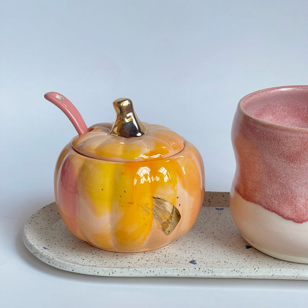 Pumpkin Sugar Pot & Spoon – Ruby Clay Company
