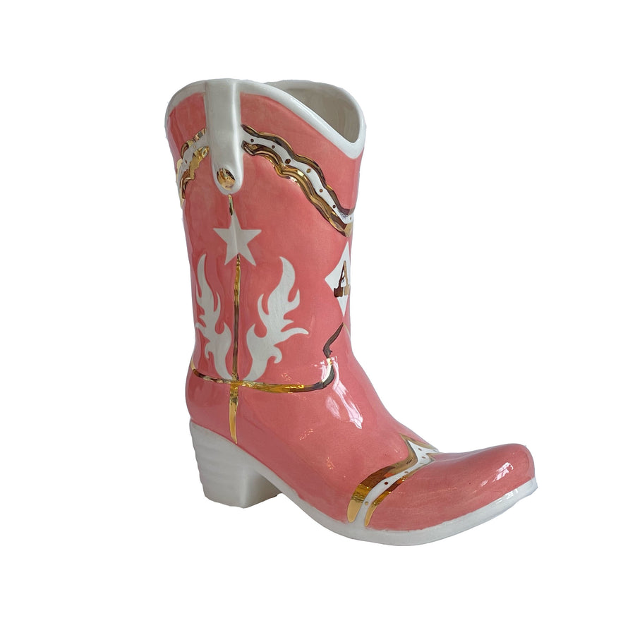 Single Tone Monogrammed Cowboy Boot Vase – Ruby Clay Company