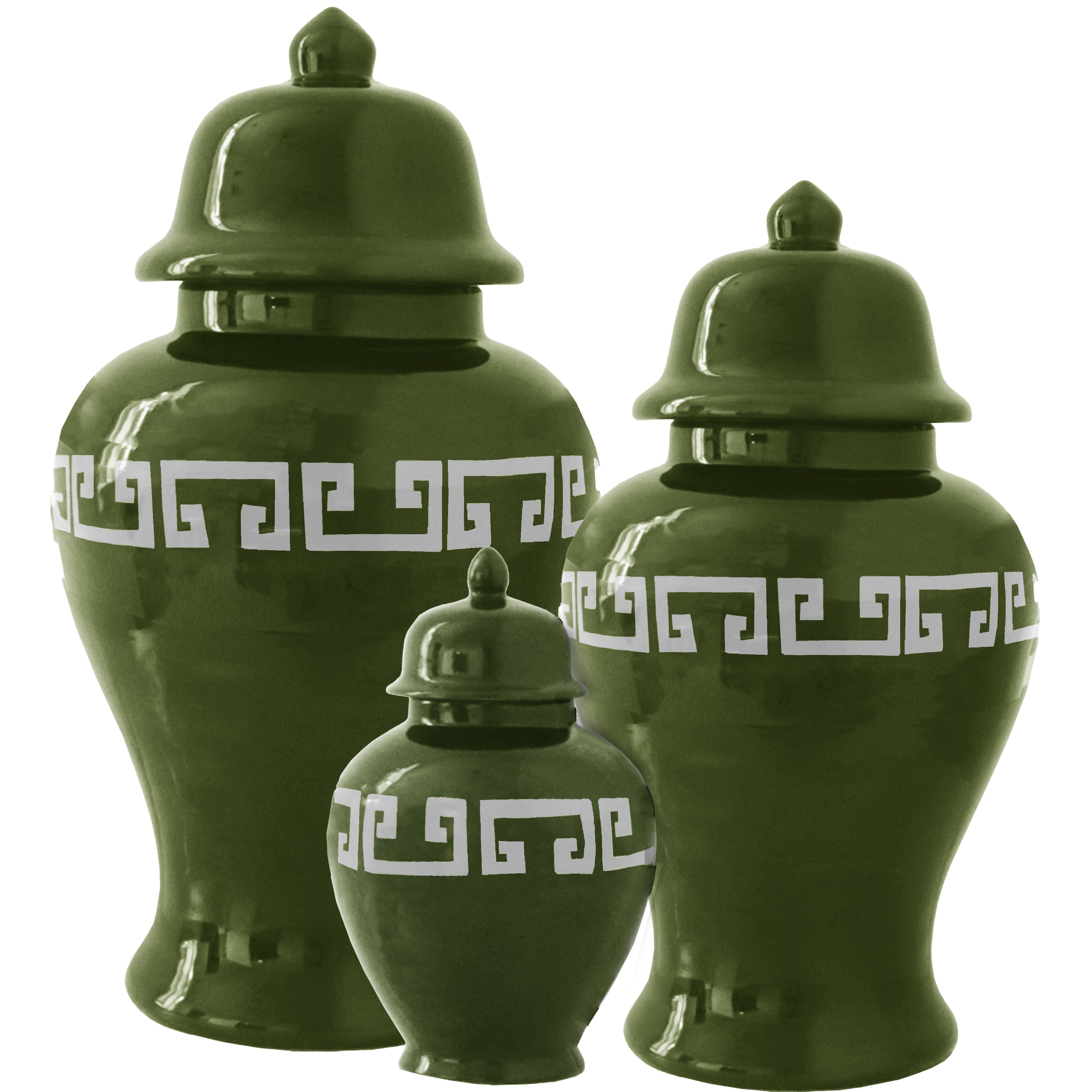 Moss Green Greek Key Ginger Jars – Ruby Clay Company