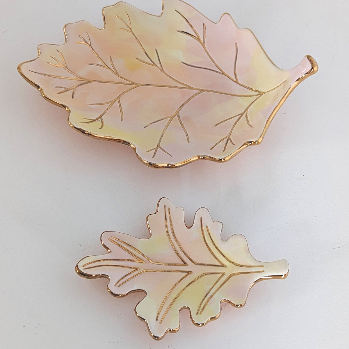 Watercolor Leaf Trays with 22K Gold Accents – Ruby Clay Company