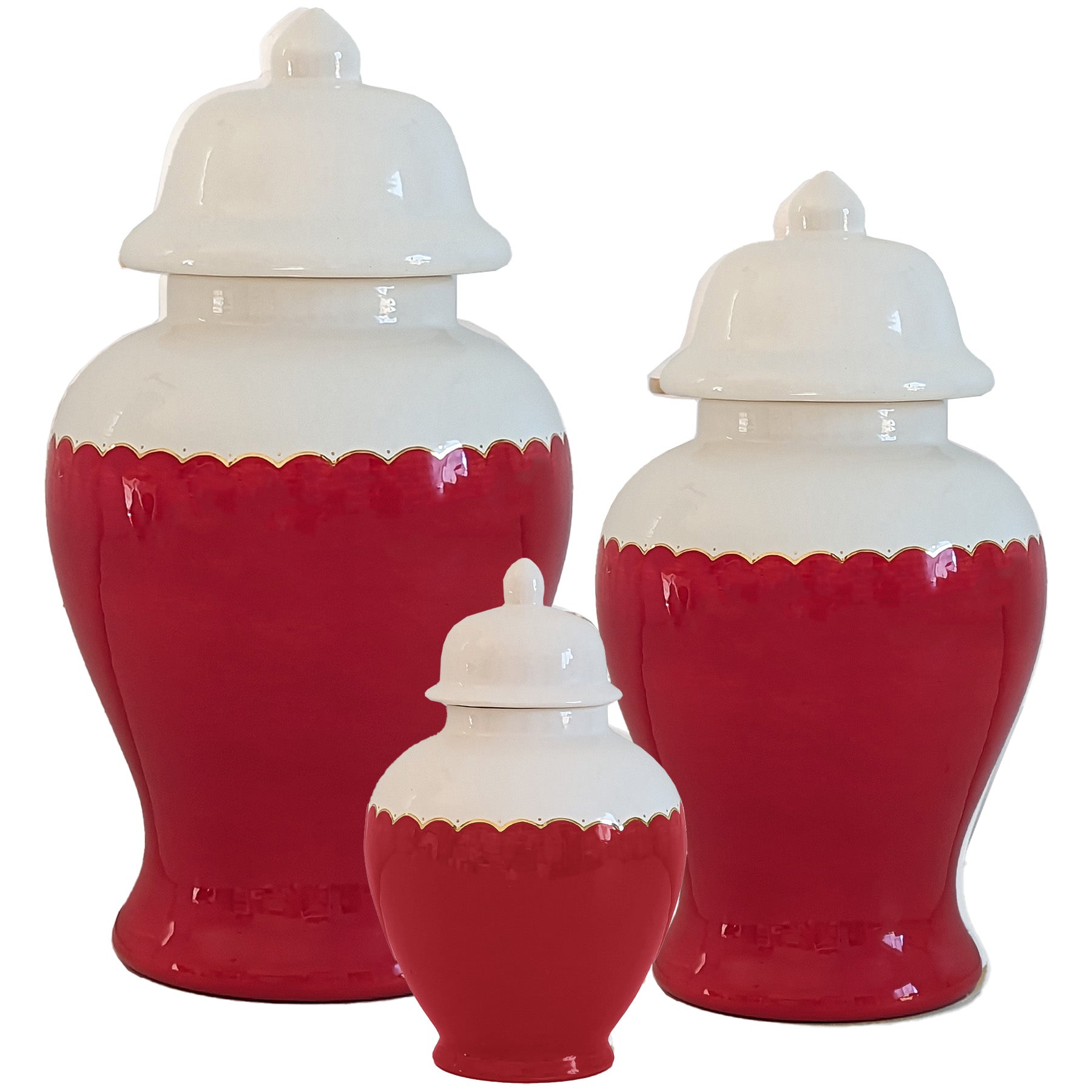 Scallop Color Block Ginger Jars in Holiday Red – Ruby Clay Company