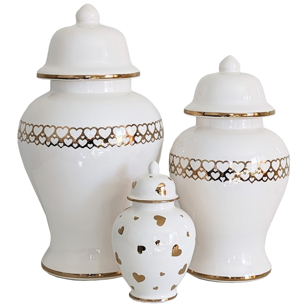"Hearts of Gold" Limited Edition Ginger Jars in White – Ruby Clay Company