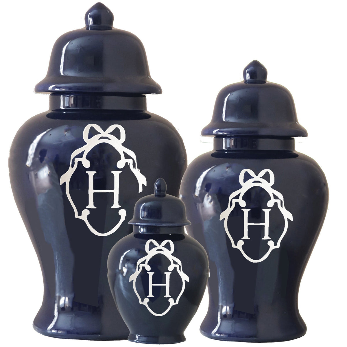 Bow Monogram Ginger Jars in Navy Blue – Ruby Clay Company