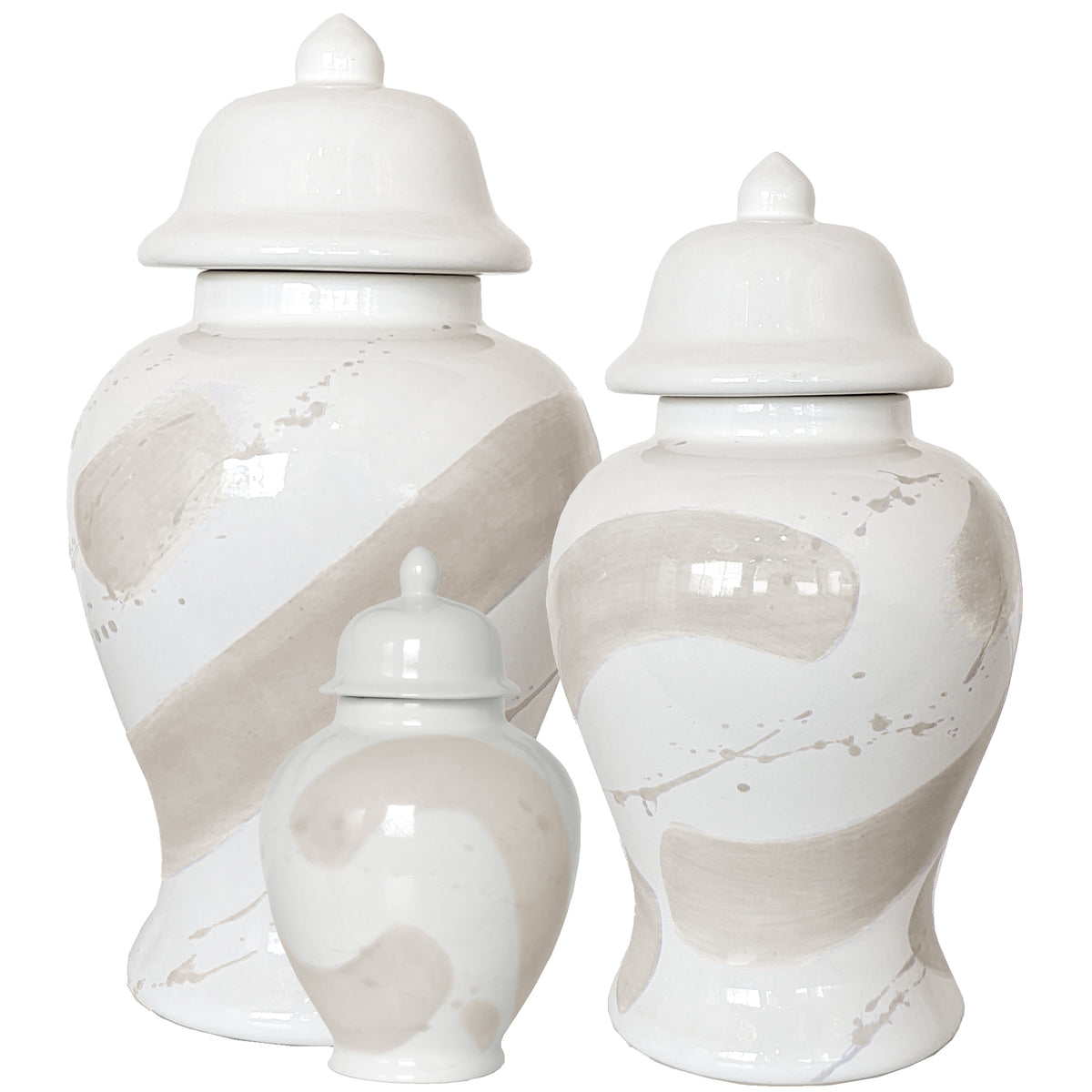 Beige Brushstroke Ginger Jars – Ruby Clay Company