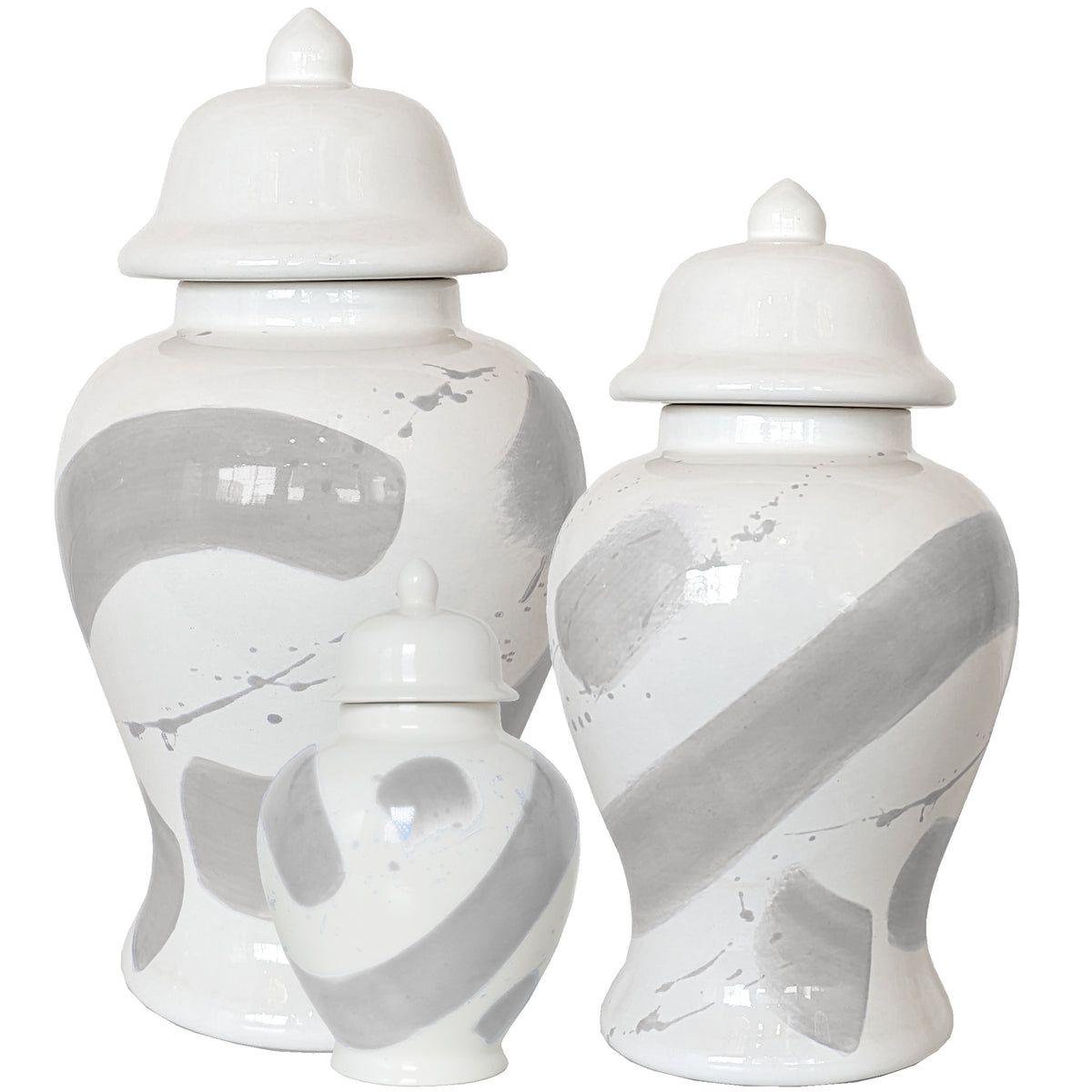 Light Gray Brushstroke Ginger Jars – Ruby Clay Company