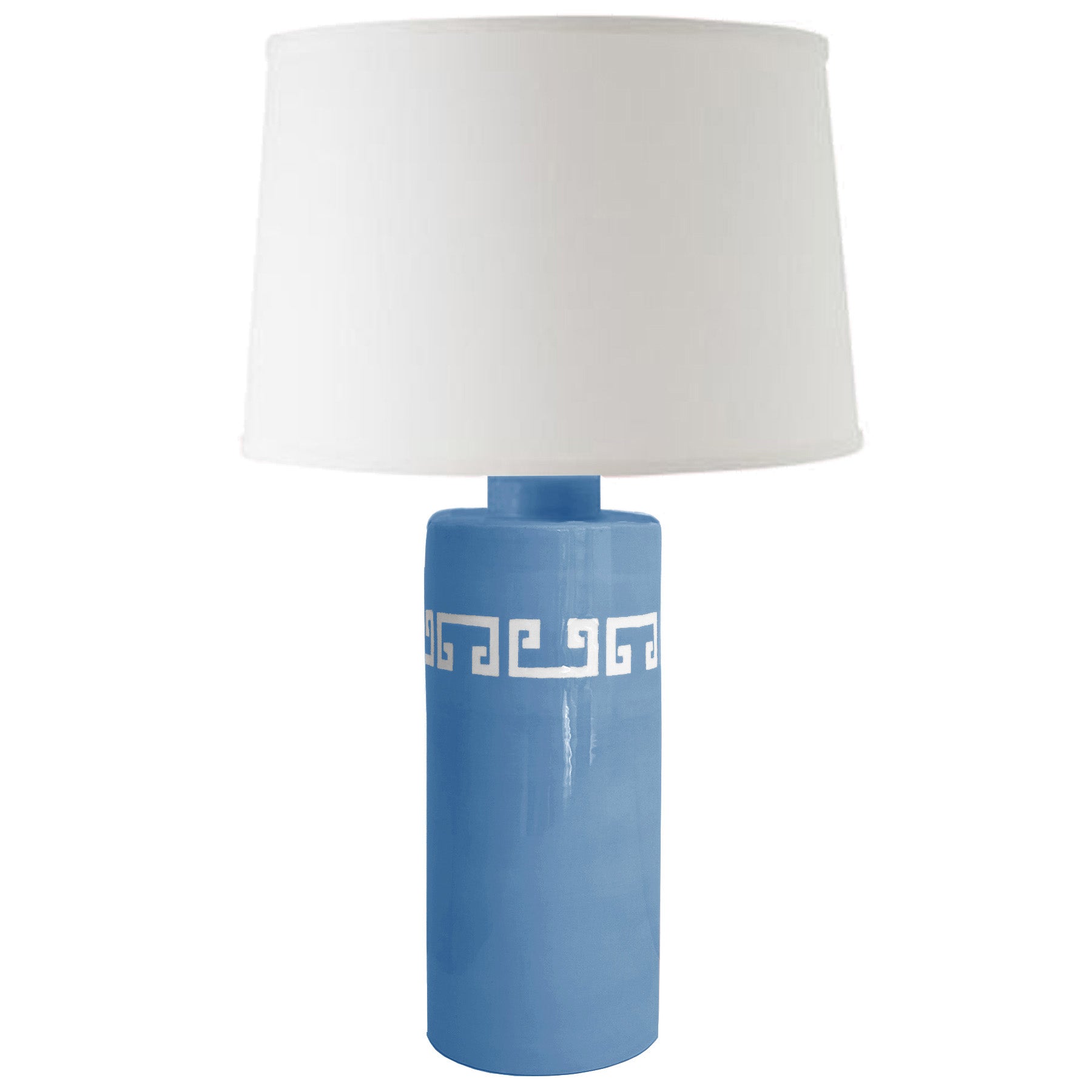 French Blue Greek Key Column Lamp – Ruby Clay Company