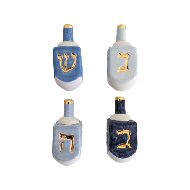 Dreidels with 22K Gold Accents- Set of 4 – Ruby Clay Company