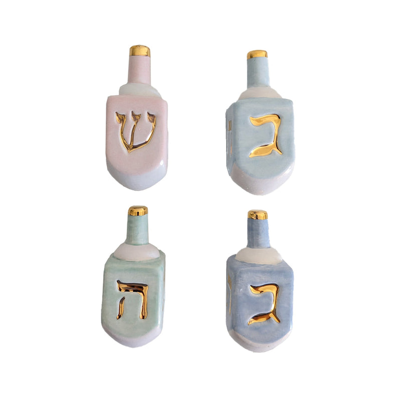 Dreidels with 22K Gold Accents- Set of 4 – Ruby Clay Company