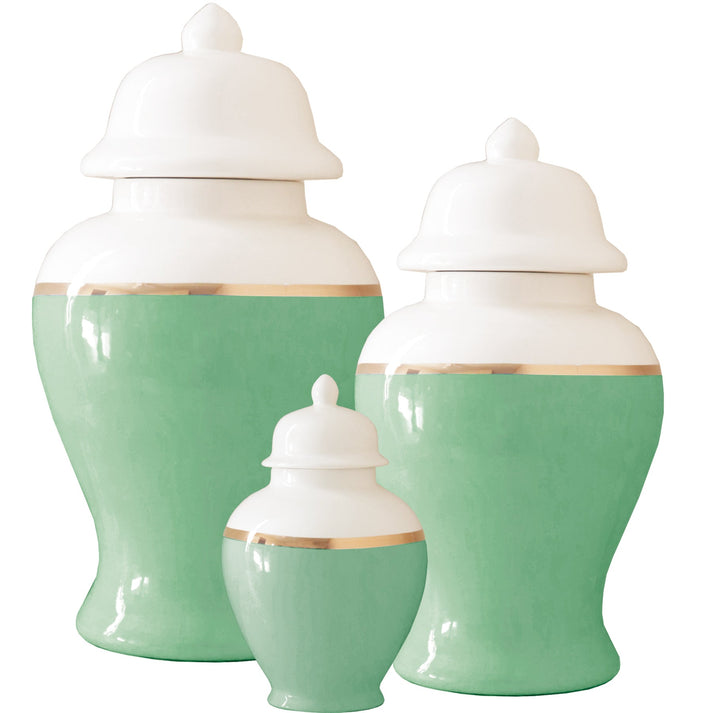 Cabbage Patch Green Color Block Ginger Jar with Gold Accent – Ruby Clay ...