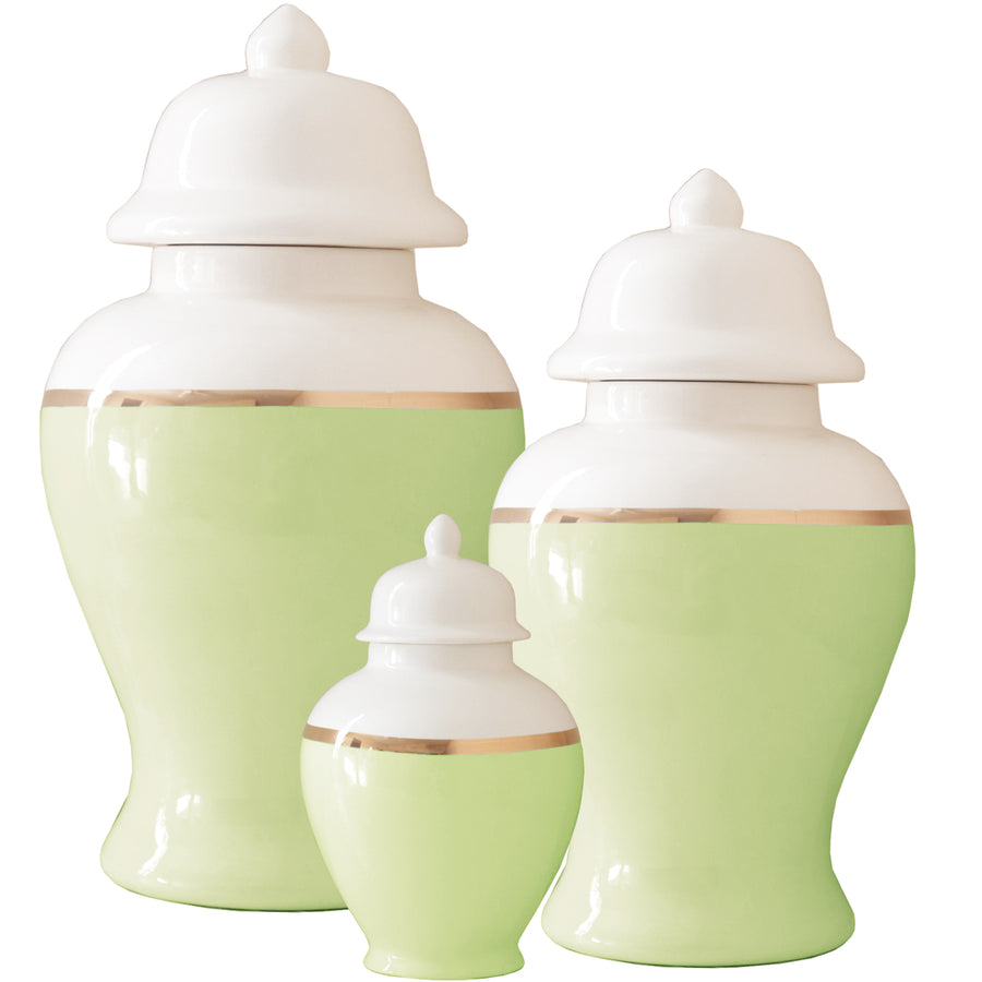 Spring Green Color Block Ginger Jar with Gold Accent – Ruby Clay Company