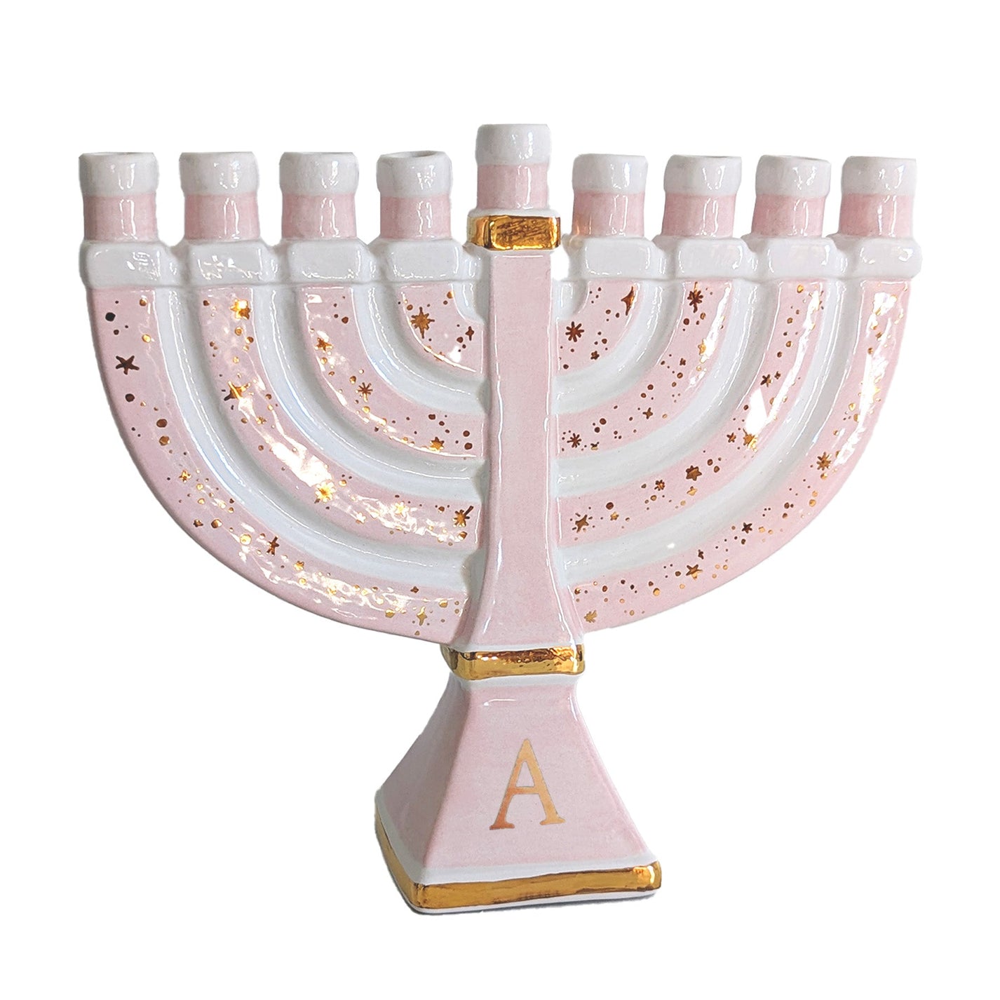 Shimmering Stars Menorah with 22K Gold Accents and Optional Monogram ...